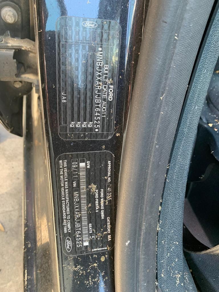 Car Wreckers - Ford Fiesta 2012 Black Auto Petrol